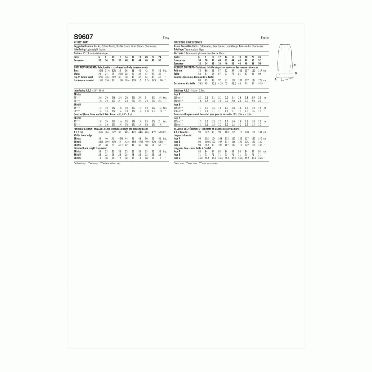 Simplicity Sewing Pattern S9607 Misses’ Skirt - Sewdirect