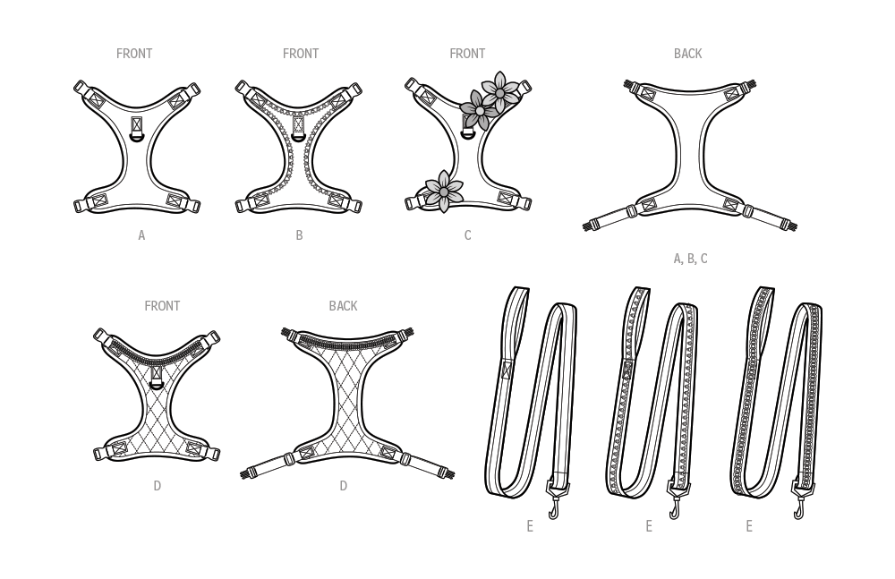 Simplicity Sewing Pattern S9664 Dog Harness and Leash with Trim Options ...