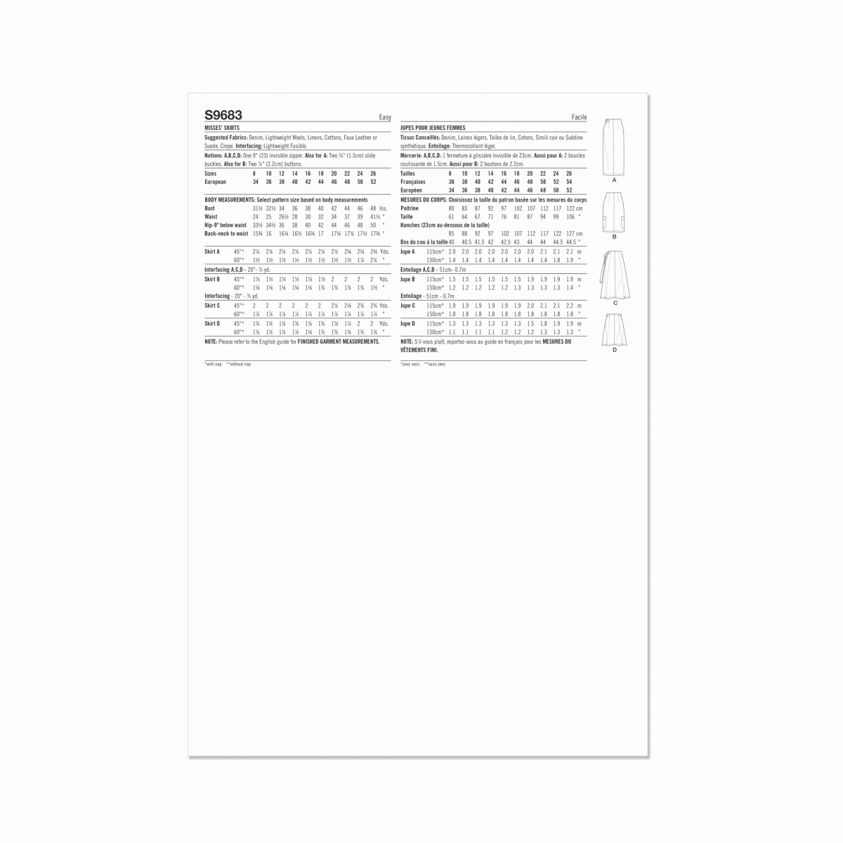 Simplicity Sewing Pattern S9683 Misses’ Skirts - Sewdirect
