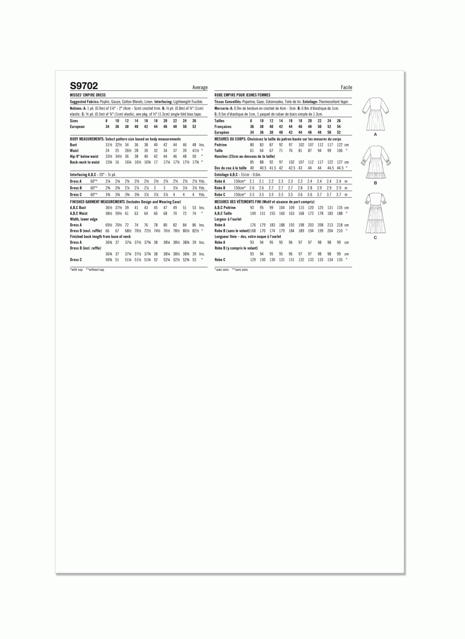 Simplicity Sewing Pattern S9702 Misses’ Dress - Sewdirect