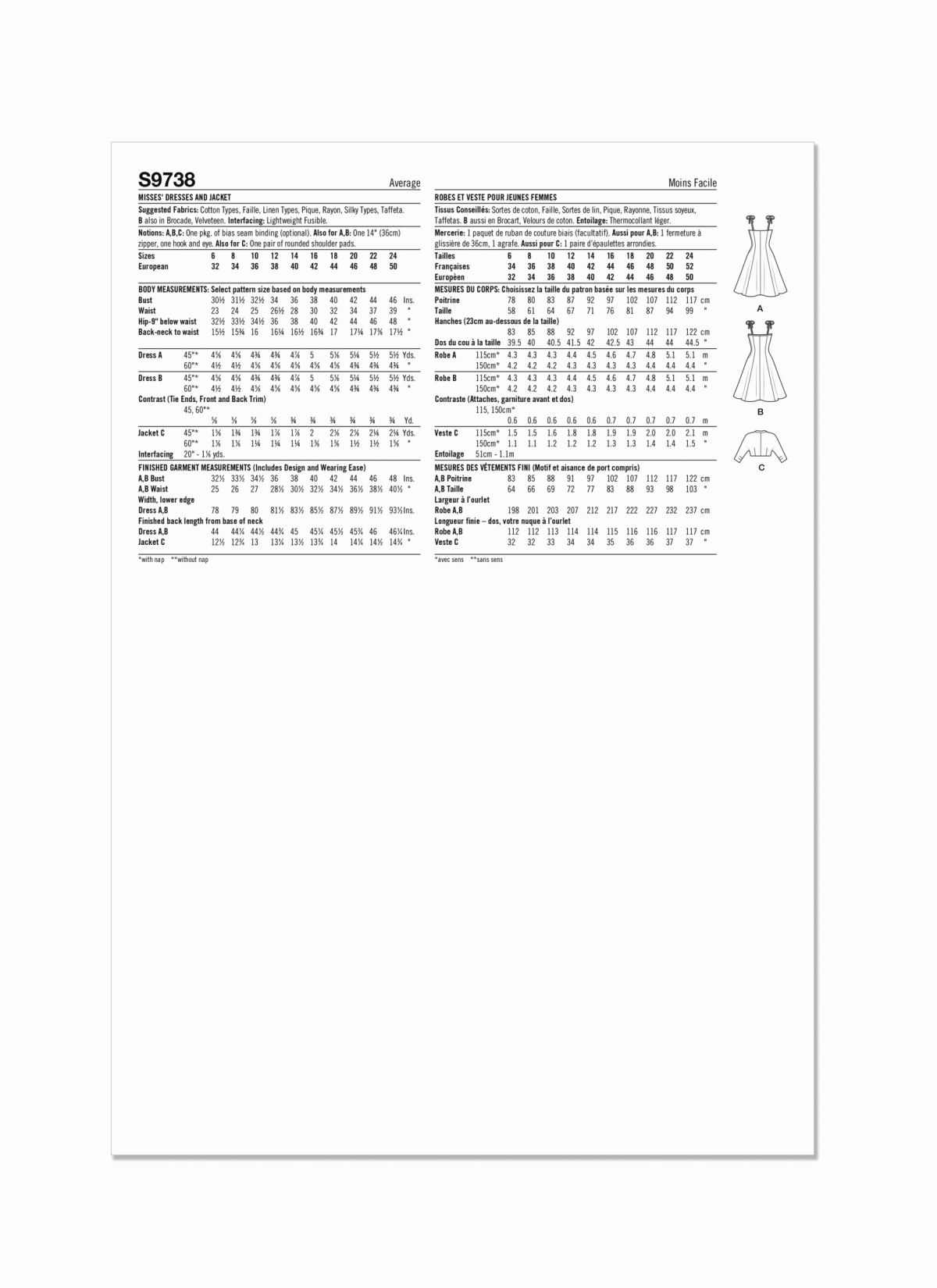 Simplicity Sewing Pattern S9738 Misses’ Dresses and Jacket - Sewdirect