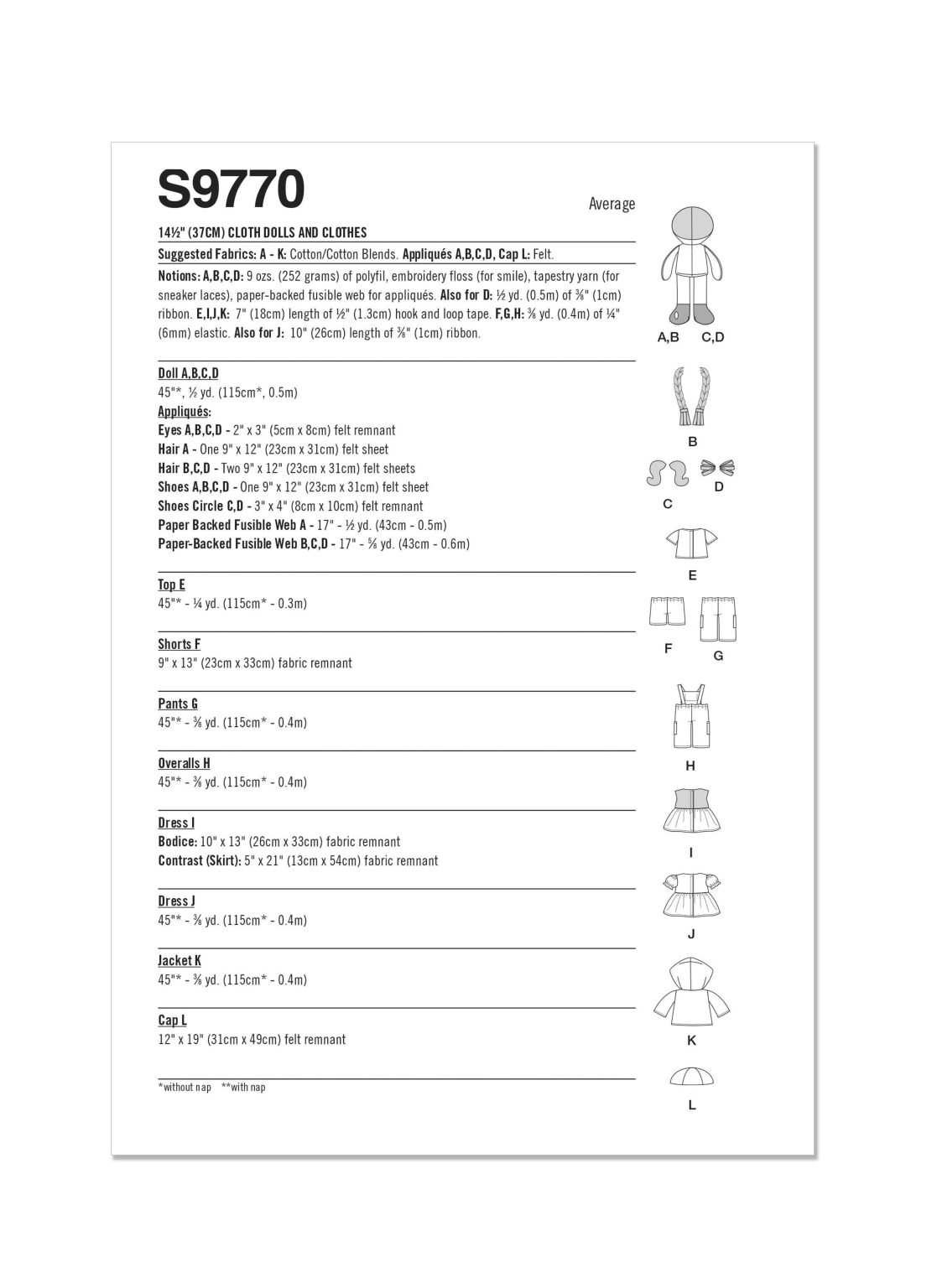 Simplicity Sewing Pattern S9770 14 1/2″ Cloth Dolls and Clothes by ...