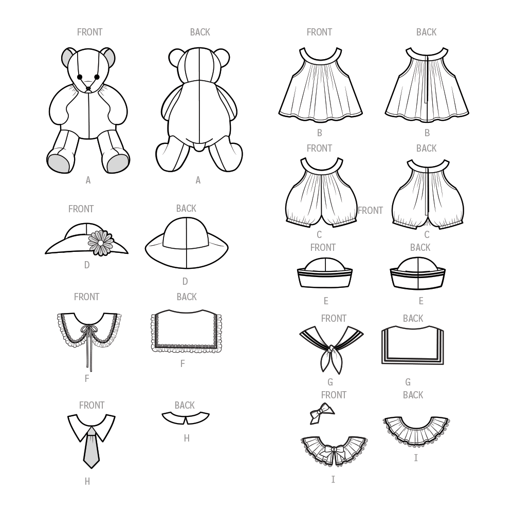 Simplicity Sewing Pattern S9771 Plush Bear with Clothes and Hats by ...