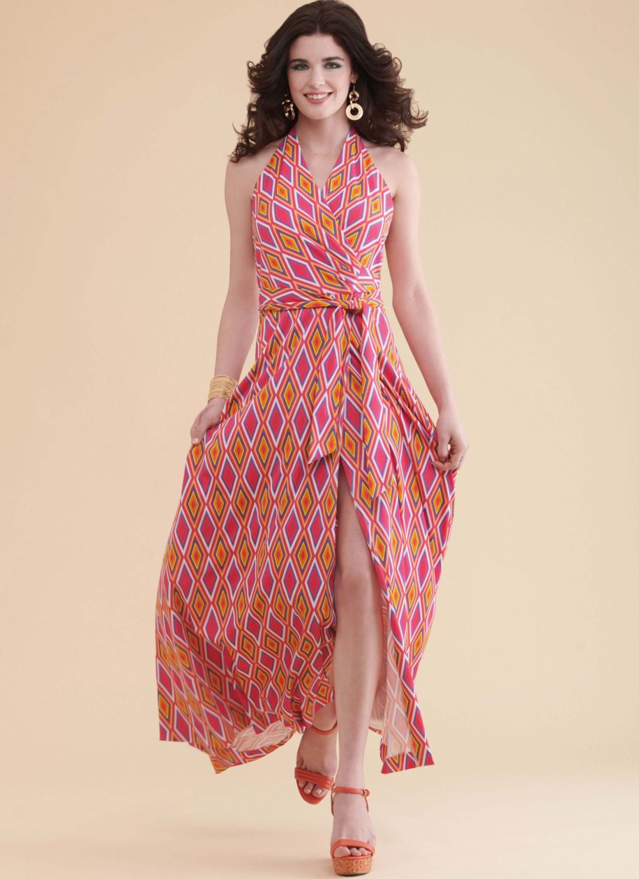 Simplicity Sewing Pattern S9793 Misses’ Knit Front-Wrap Halter-Dress in ...