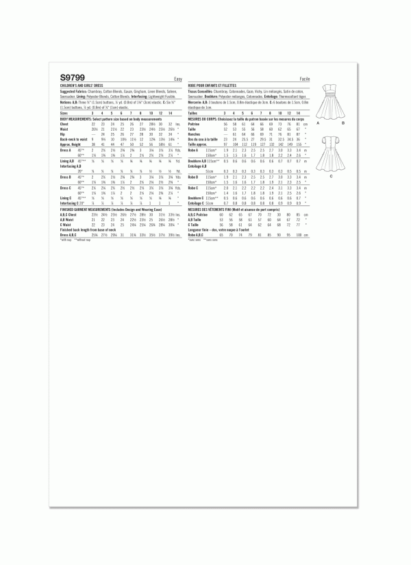 Simplicity Sewing Pattern S9799 Children’s and Girls’ Dresses - Sewdirect