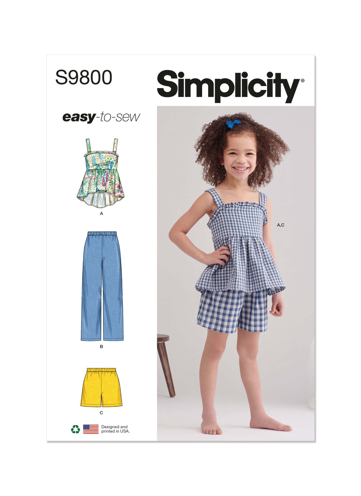 Simplicity Sewing Pattern S9800 Children’s Top, Trousers and Shorts ...