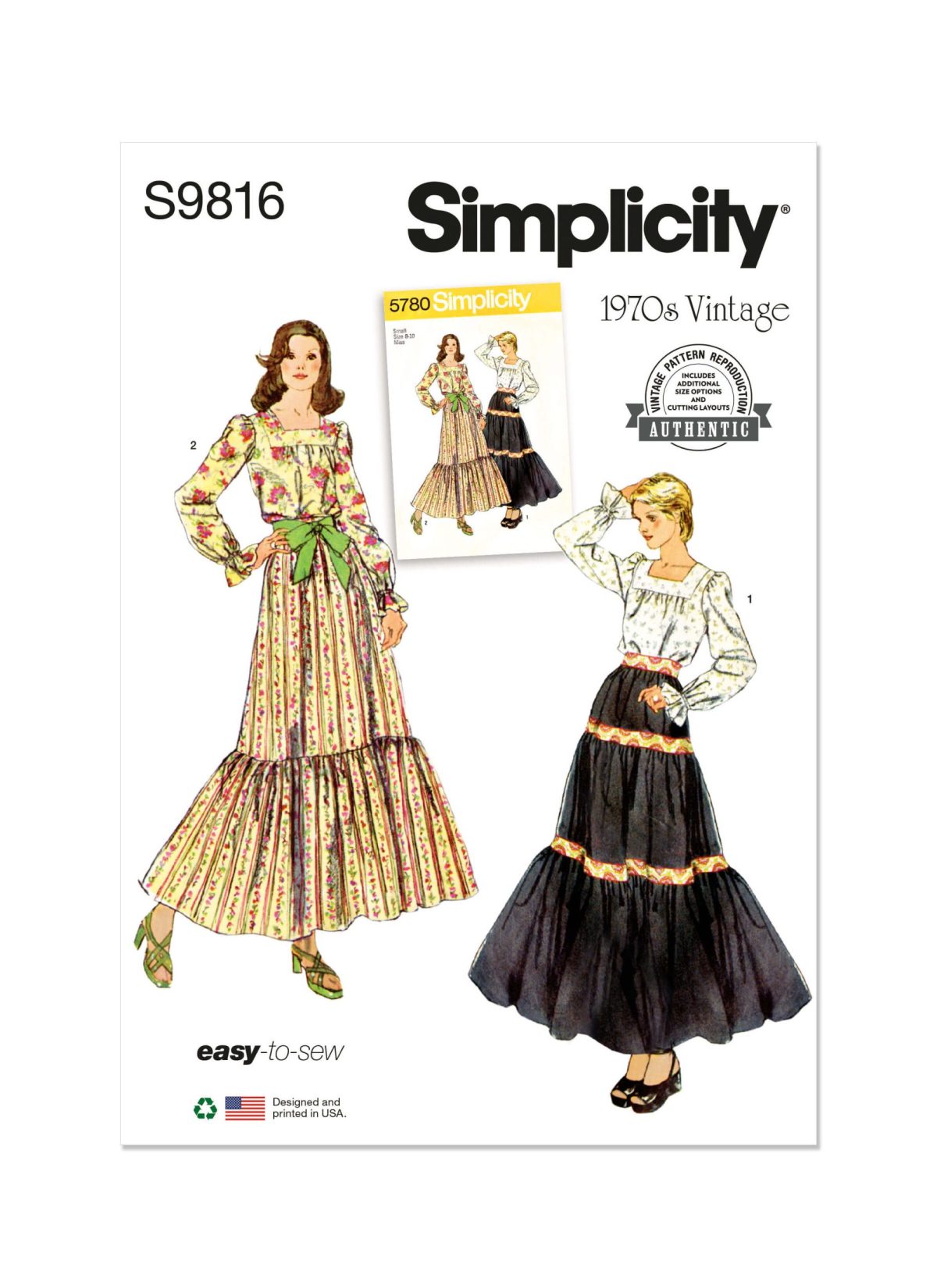 Simplicity Sewing Pattern S9816 Misses’ Vintage Blouse and Skirts ...