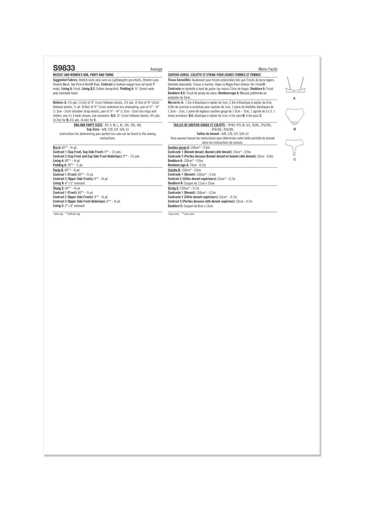 Simplicity Sewing Pattern S9833 Misses’ and Women’s Bra, Panty and ...