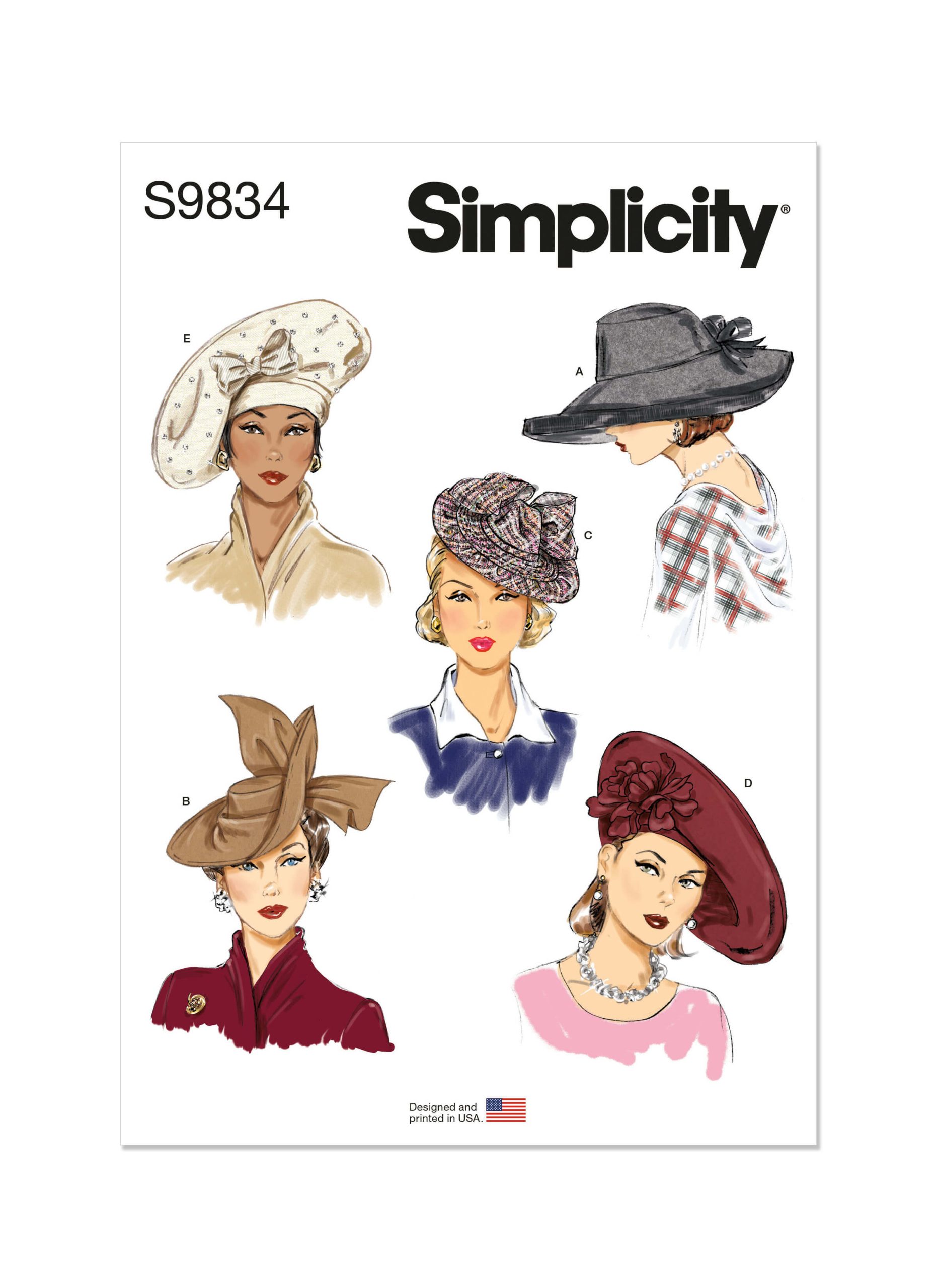 Simplicity Sewing Pattern S9834 Misses’ Hats in Five Styles - Sewdirect