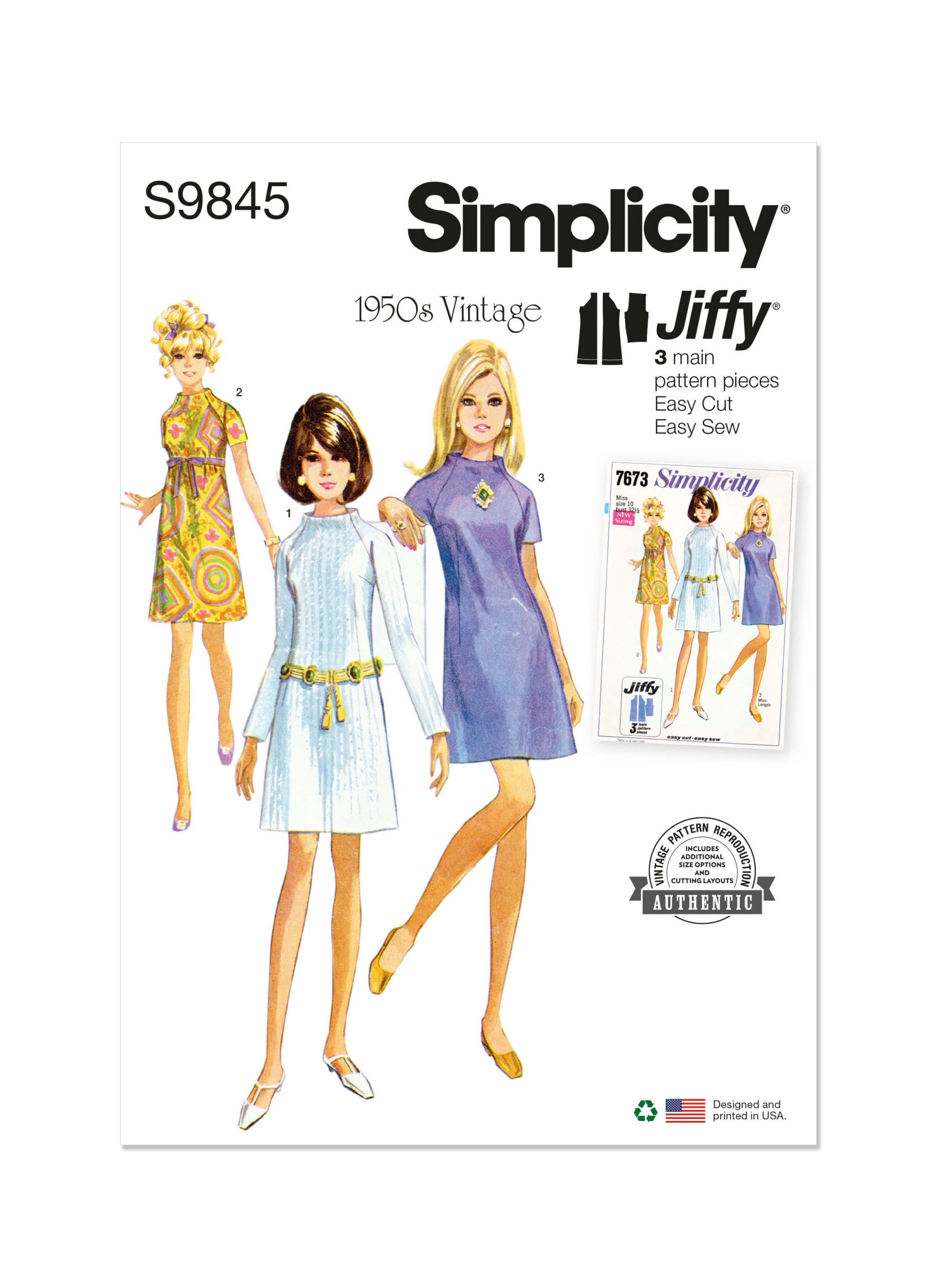 Simplicity Sewing Pattern S9845 Misses’ Vintage Dress in Two Lengths ...
