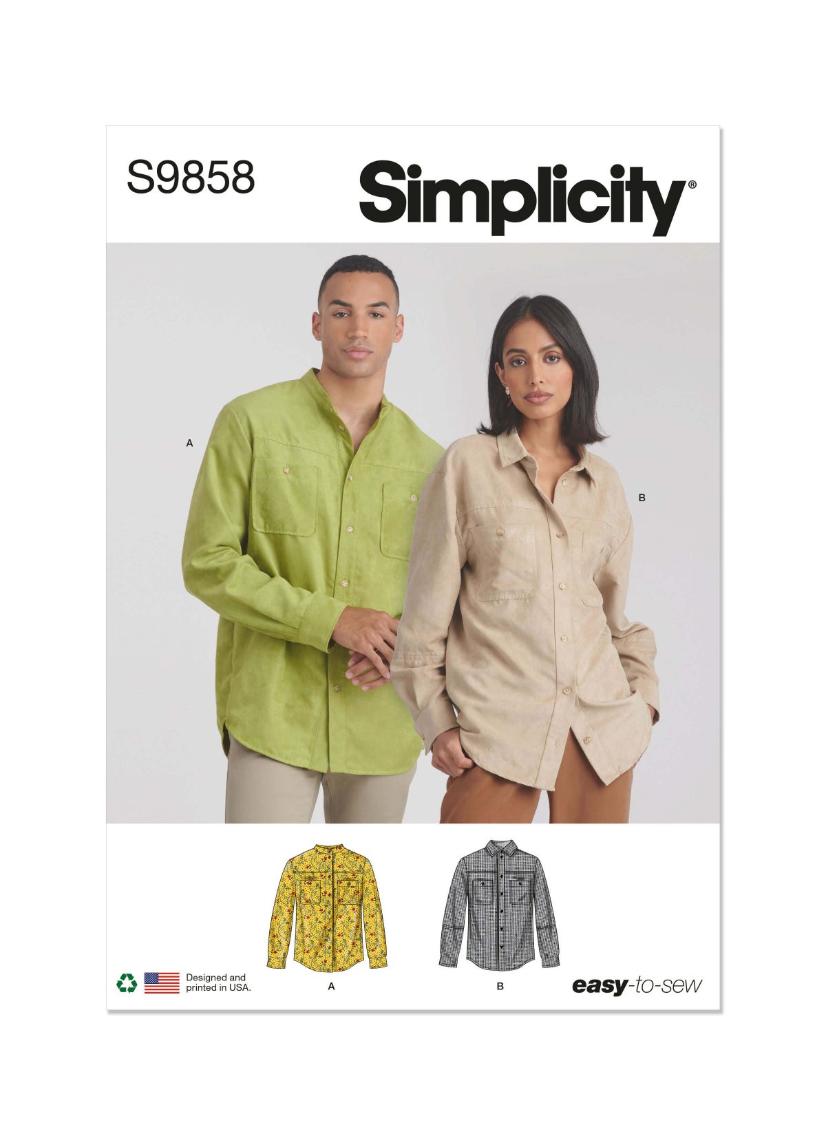 Simplicity Sewing Pattern S9858 Unisex Shirts - Sewdirect