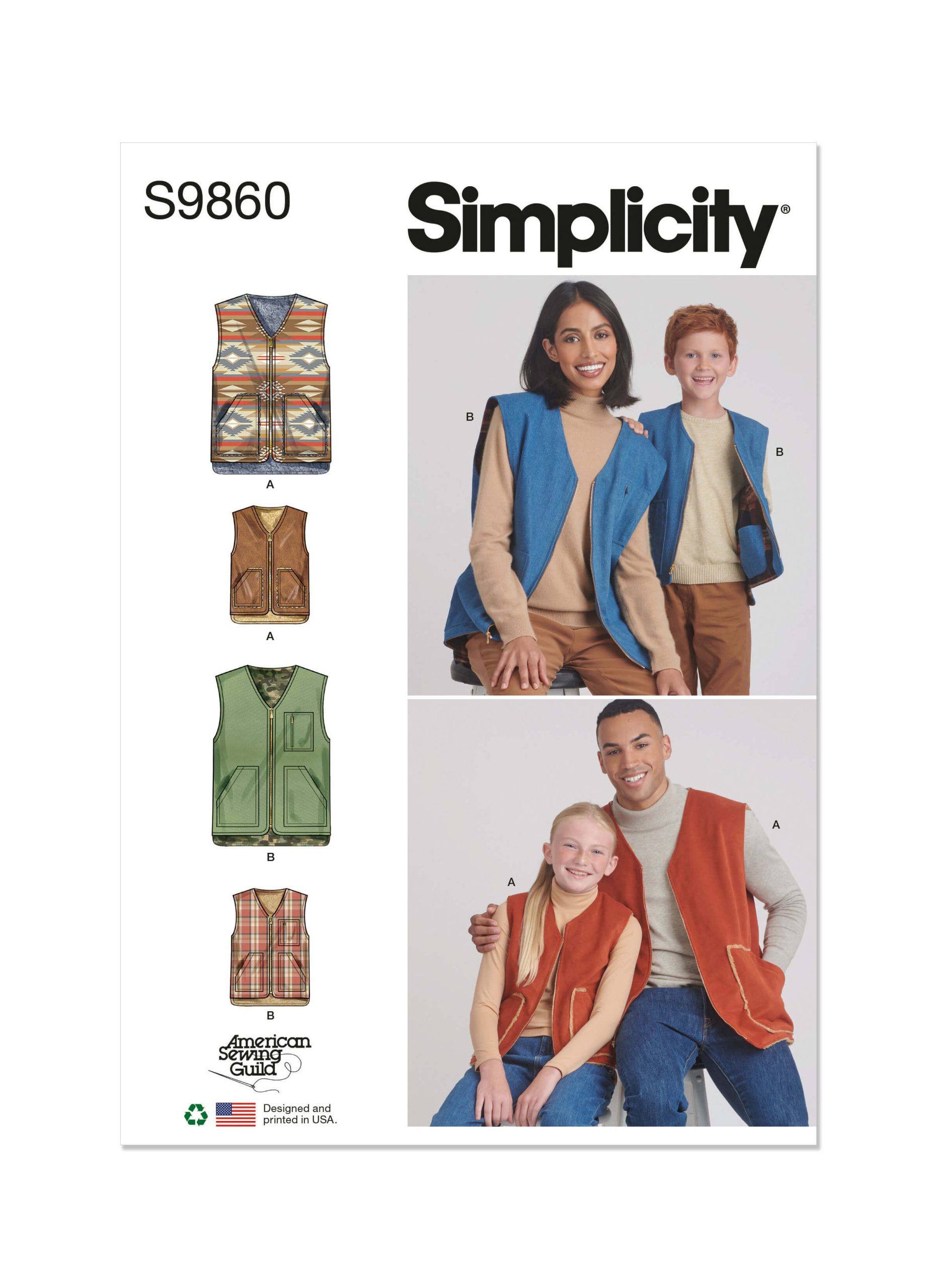 Simplicity Sewing Pattern S9860 Children’s, Teens’ and Adults’ Lined ...