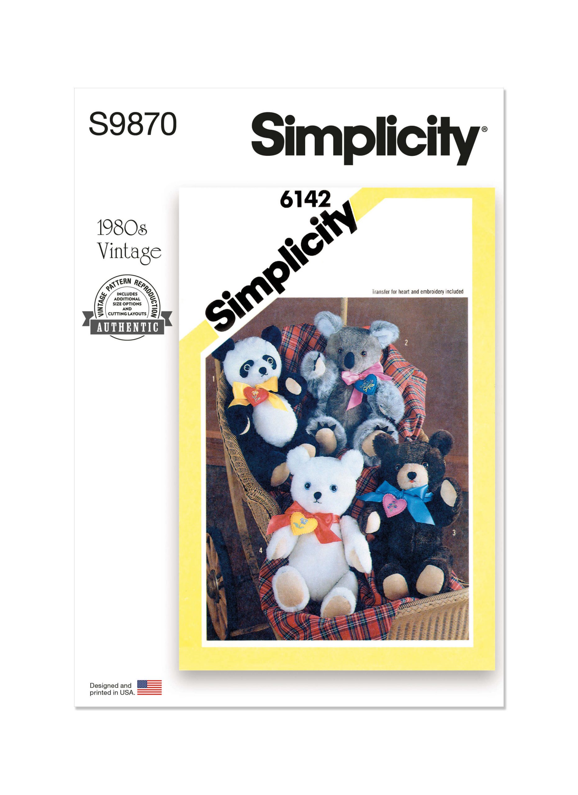 Simplicity Sewing Pattern S9870 Plush Bears - Sewdirect