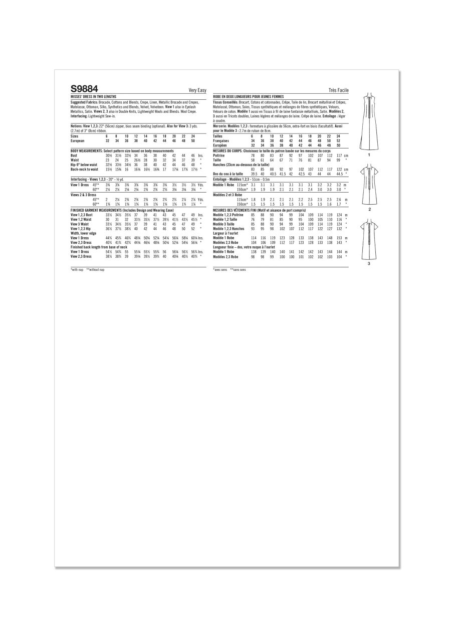 Simplicity Sewing Pattern S9884 Misses’ Dress in Two Lengths - Sewdirect
