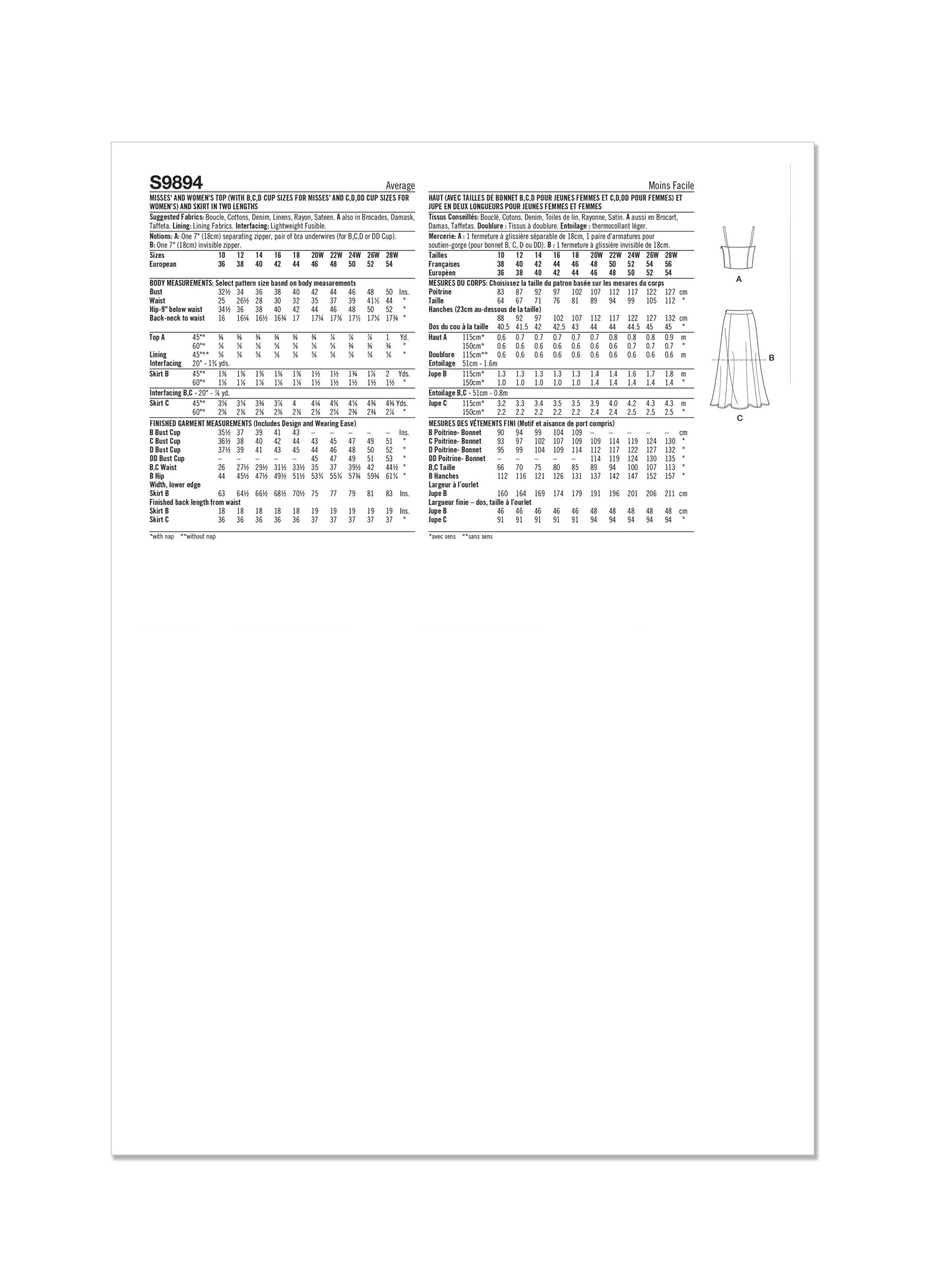 Simplicity Sewing Pattern S9894 Misses’ and Women’s Top and Skirt in ...
