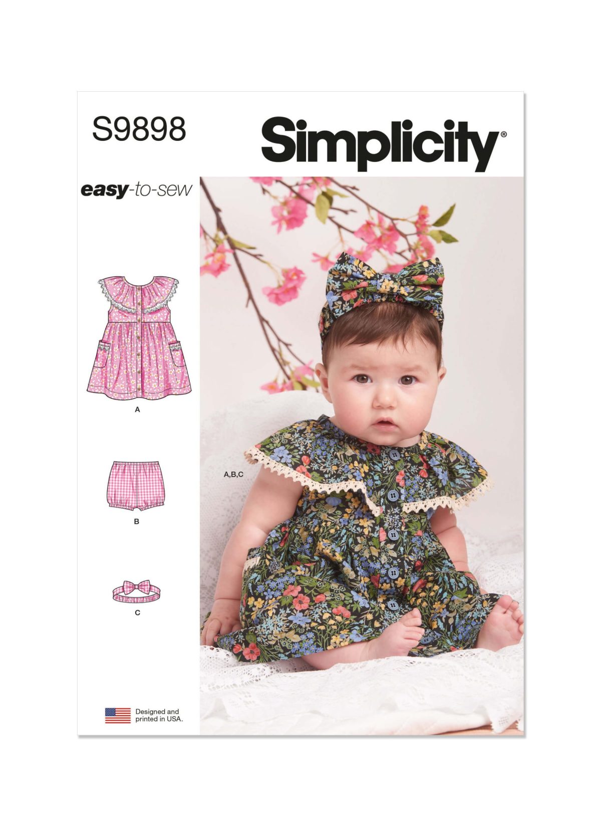 Simplicity Sewing Pattern S9898 Babies’ Dress, Panty and Headband ...