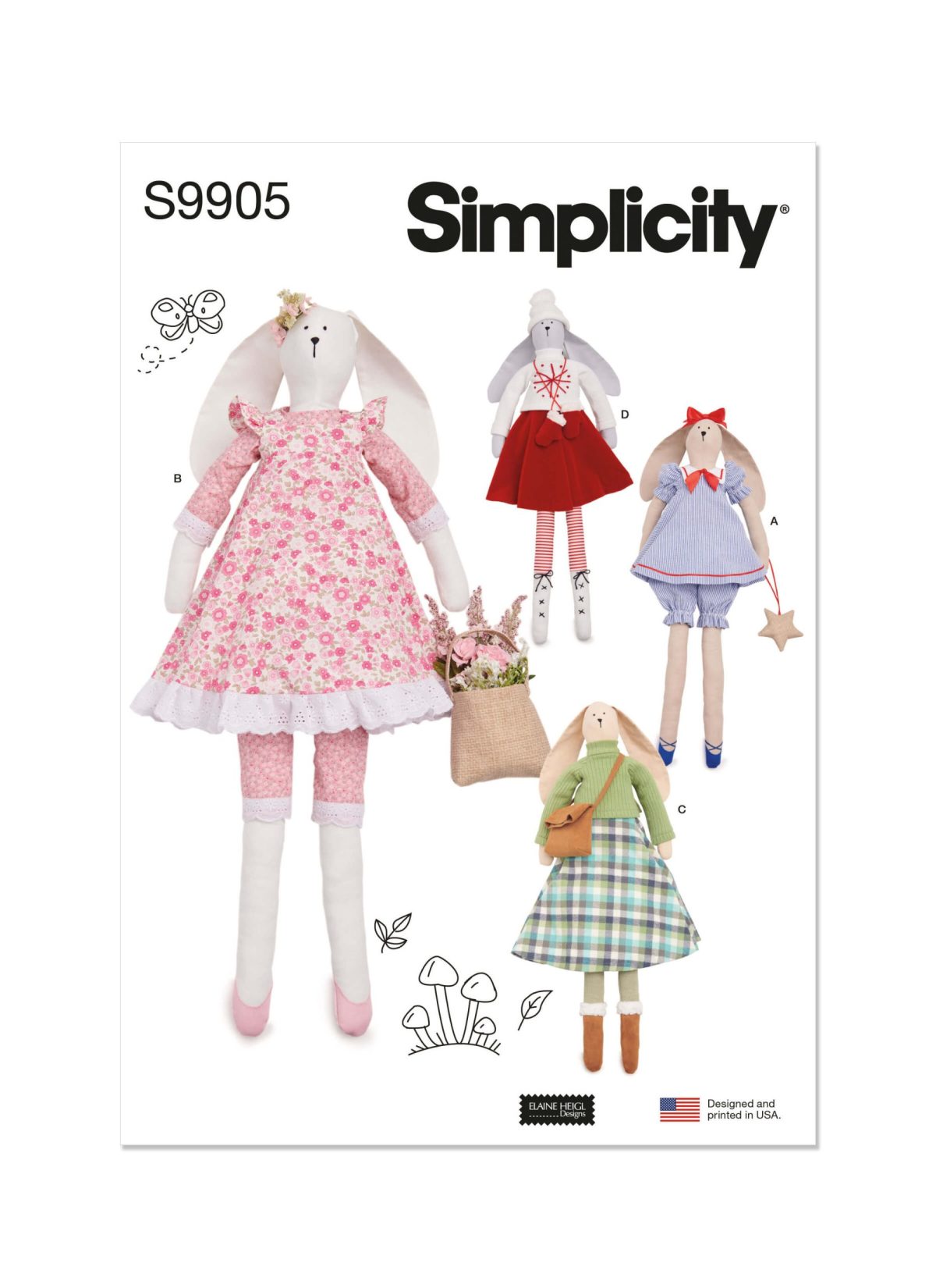 Simplicity Sewing Pattern S9905 Slender Plush Bunny and Clothes By ...