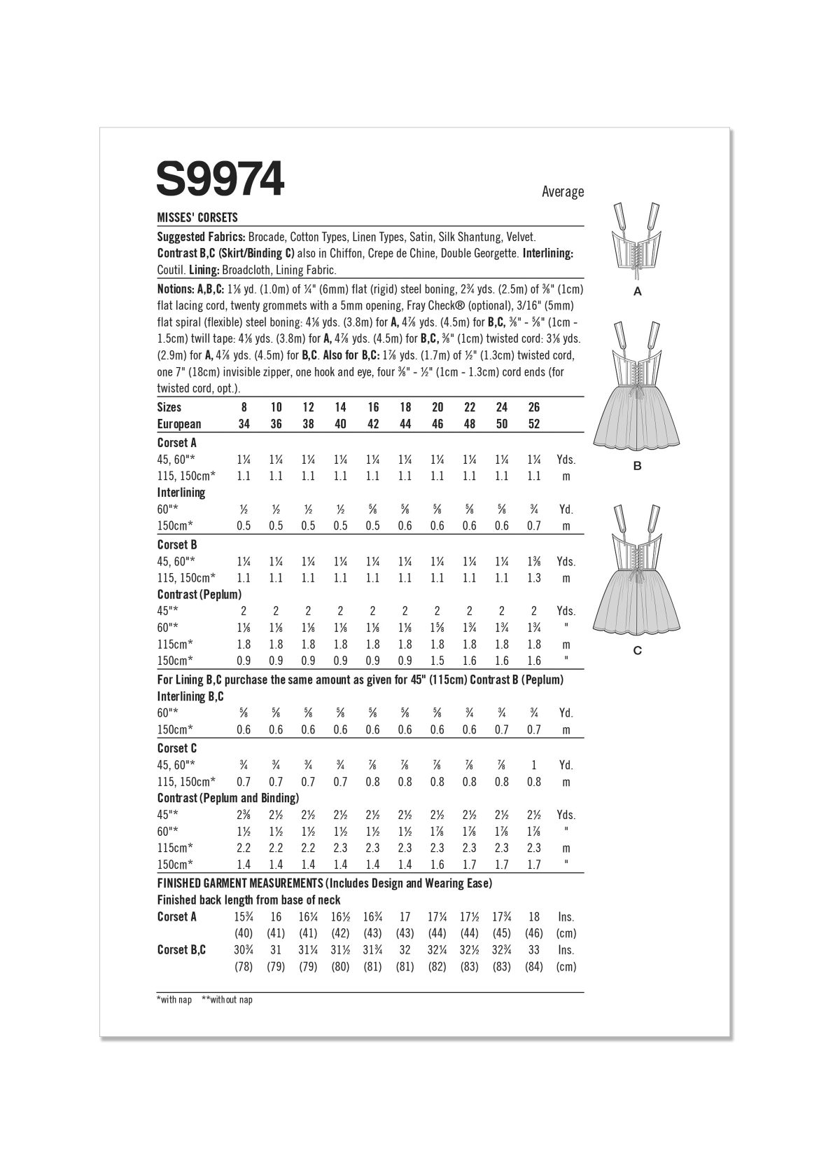 Simplicity Sewing Pattern S9974 Misses’ Corsets by Madalynne Intimates ...