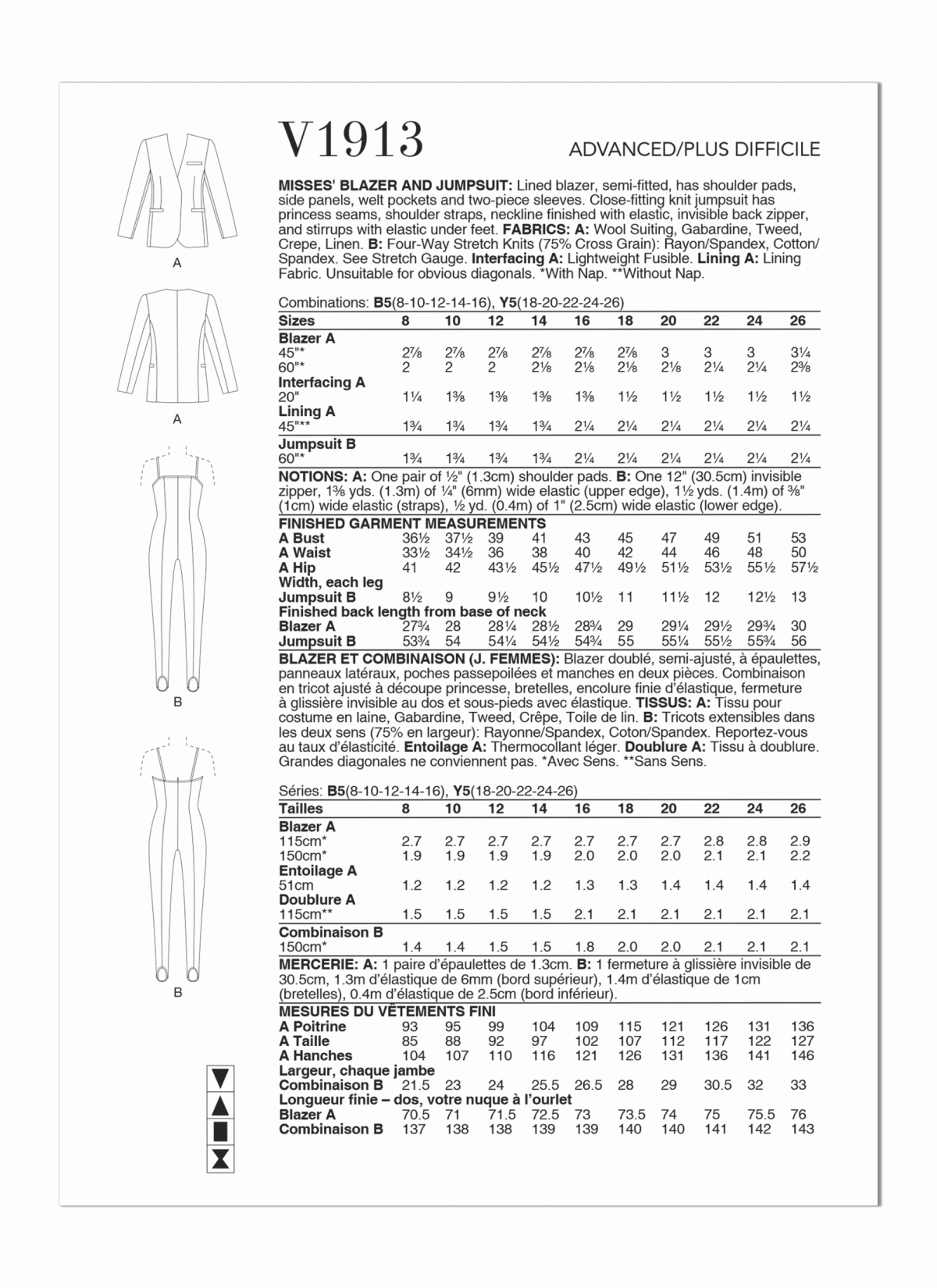 Vogue Patterns V1913 Misses’ Blazer and Jumpsuit - Sewdirect