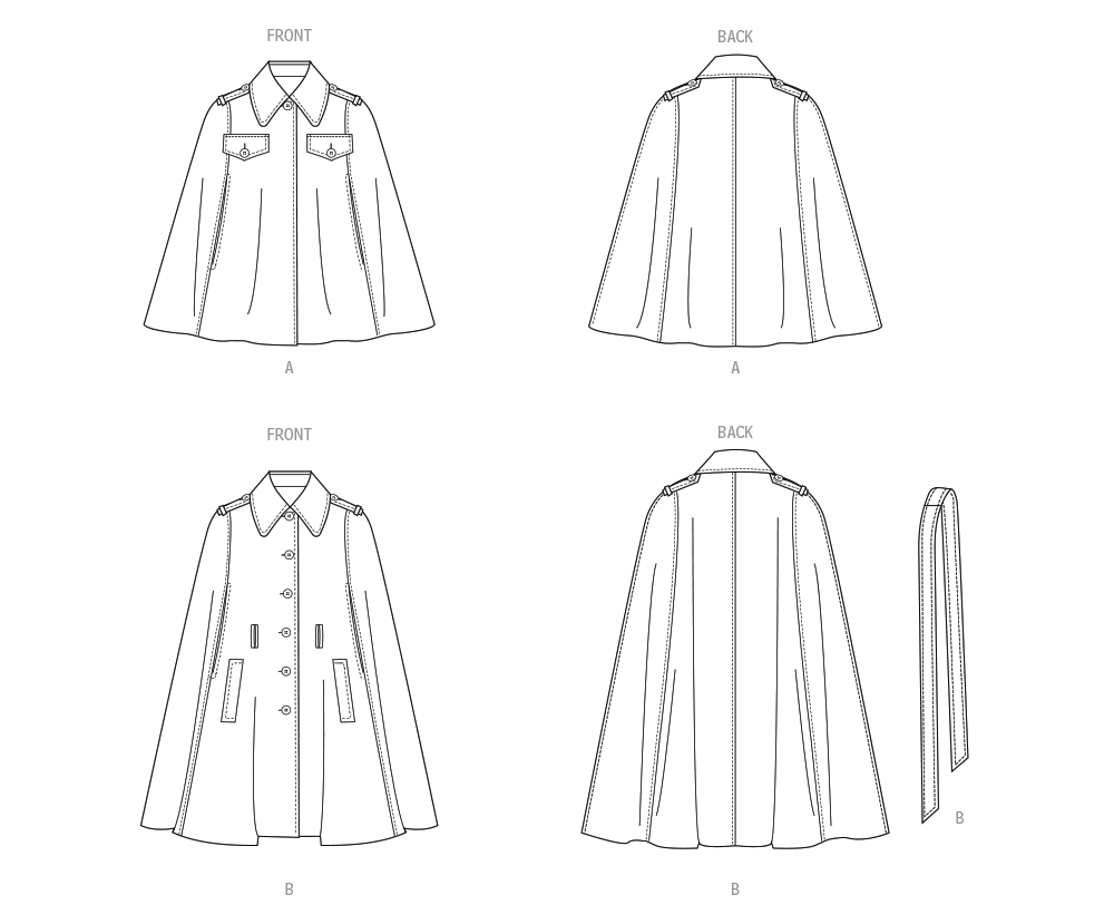 Vogue Sewing Pattern V2054 Misses’ Capes and Belt - Sewdirect