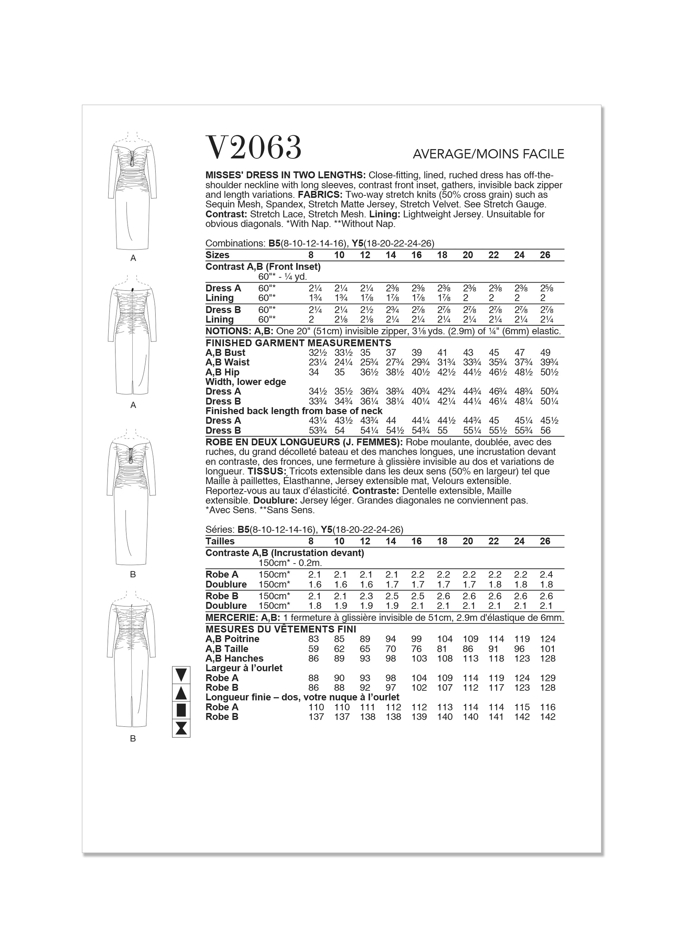 Vogue Sewing Pattern V2063 Misses’ Dress in Two Lengths - Sewdirect