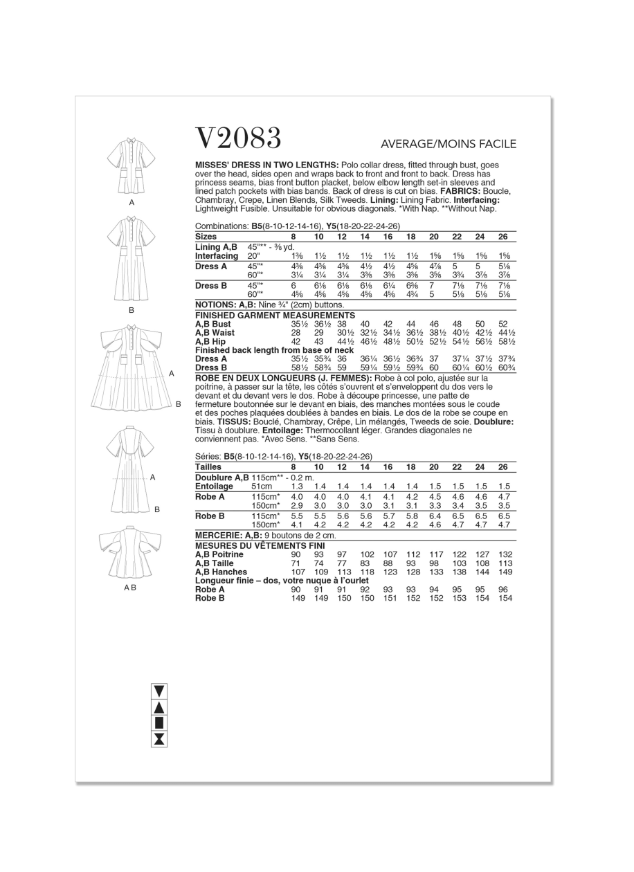 Vogue Patterns Sewing Pattern V2083 Misses’ Dress in Two Lengths ...