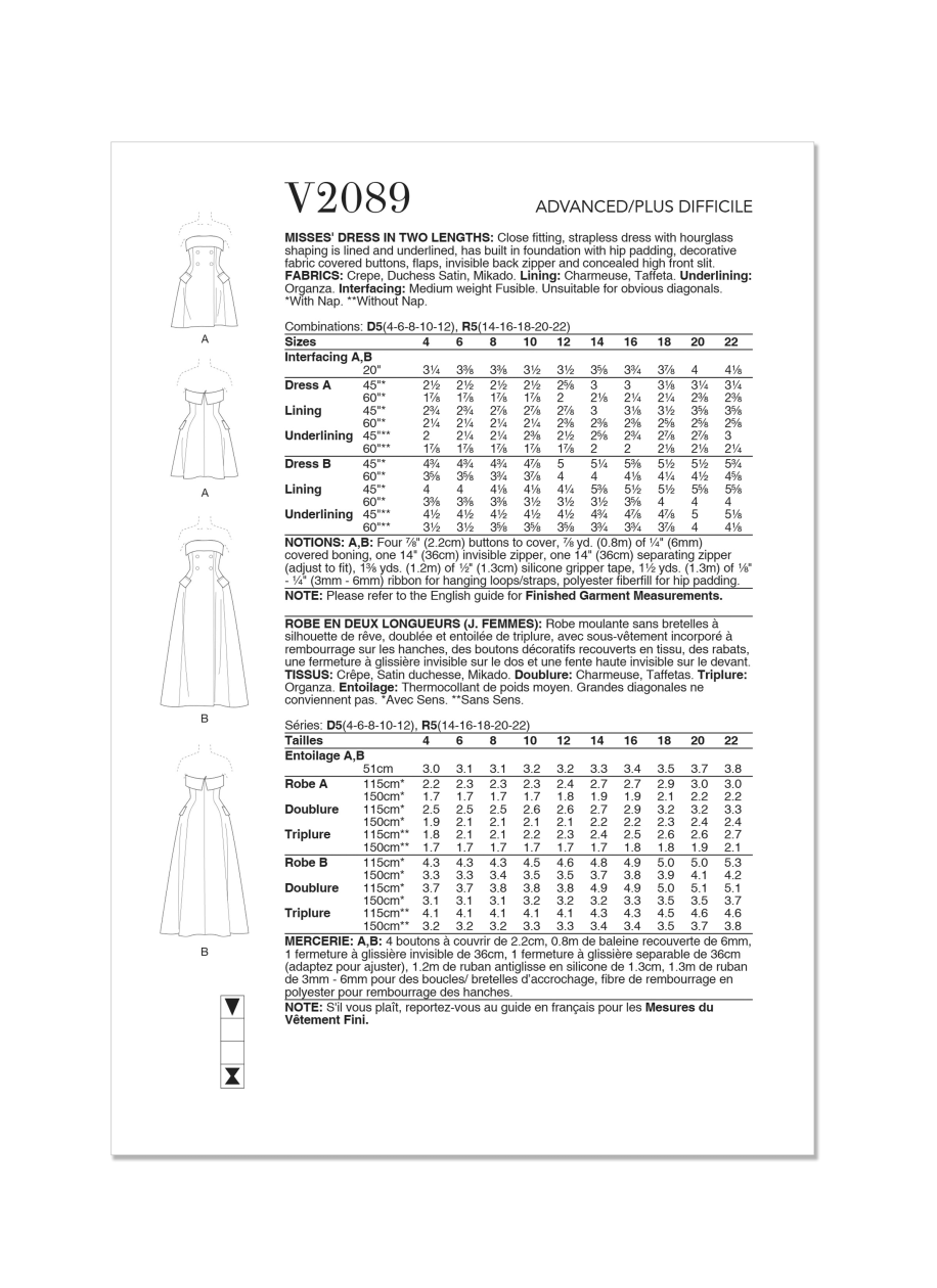 Vogue Patterns Sewing Pattern V2089 Misses’ Dress in Two Lengths ...