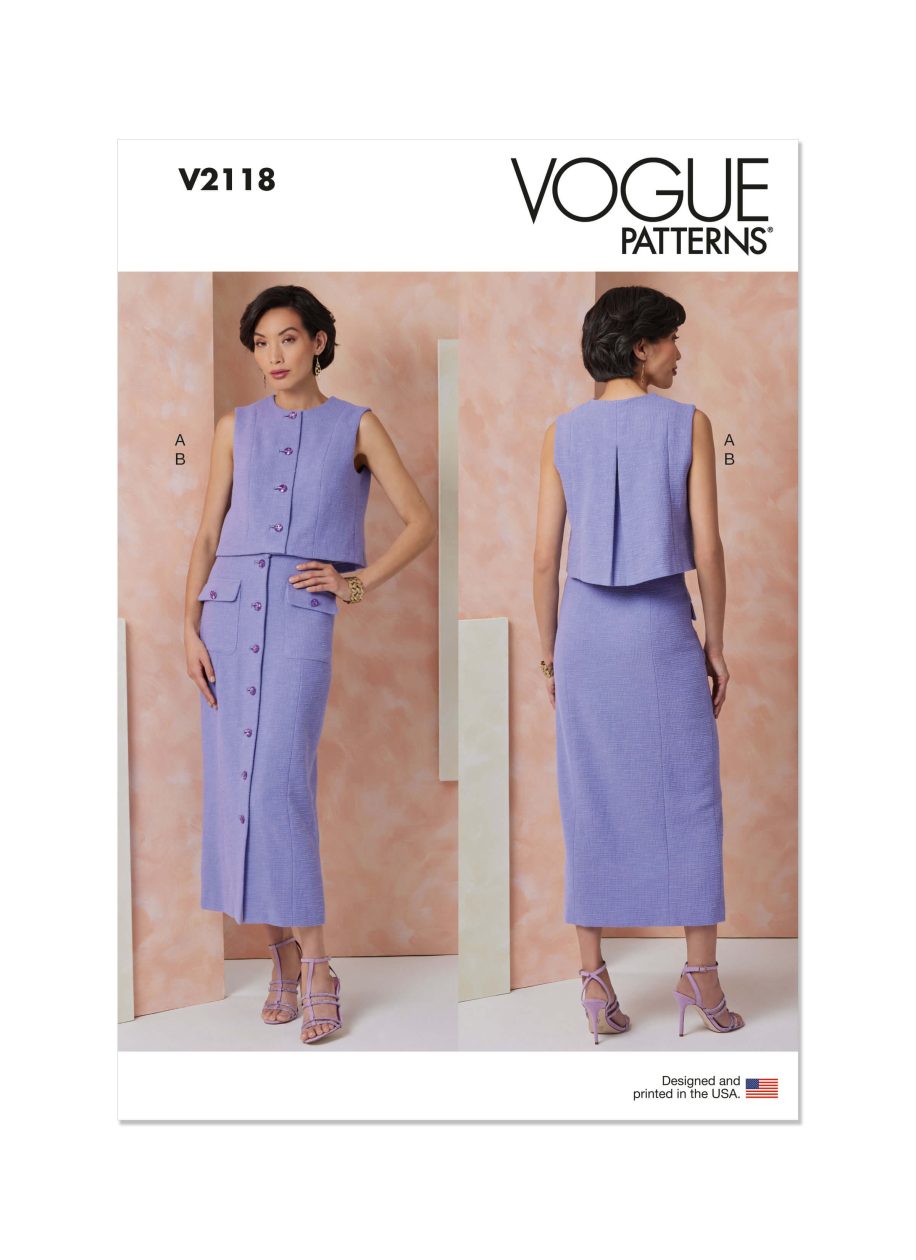 Vogue Patterns Sewing Pattern V2118 Misses’ Waistcoat Top and Skirt ...