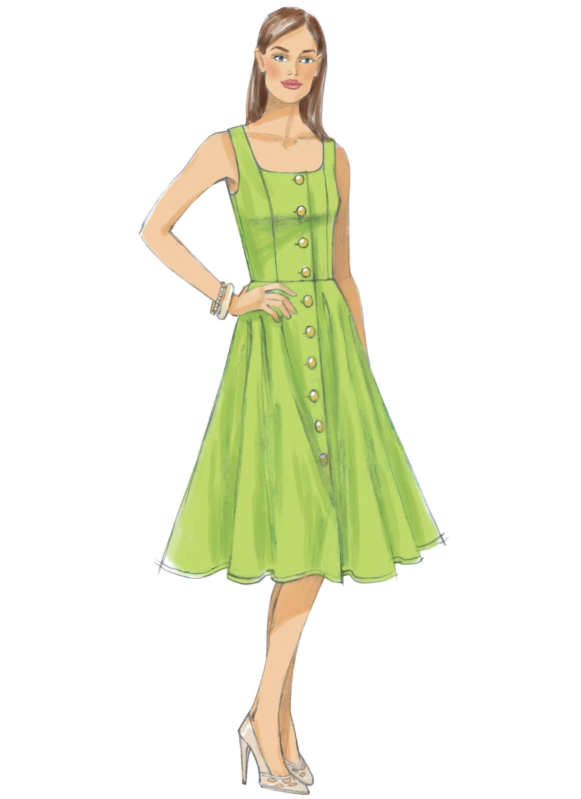 Vogue Patterns V9182 Misses’ Button-Down, Flared-Skirt Dresses - Sewdirect