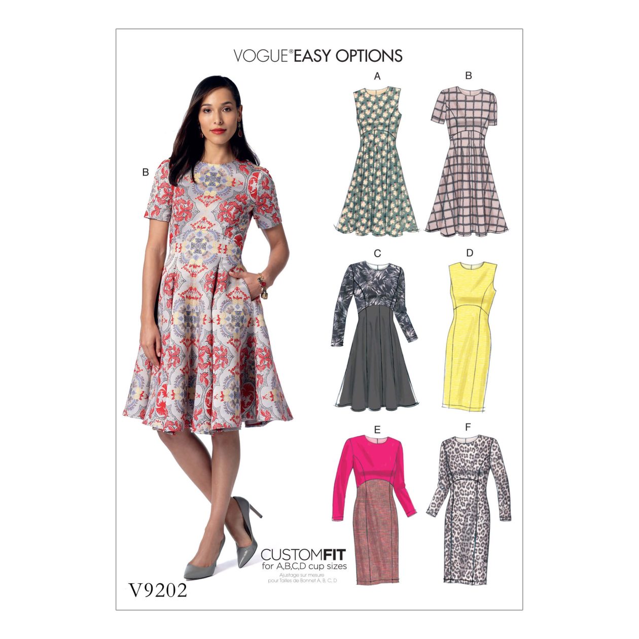 Vogue Patterns V9202 Misses’ Dresses with Flared or Straight Skirt ...