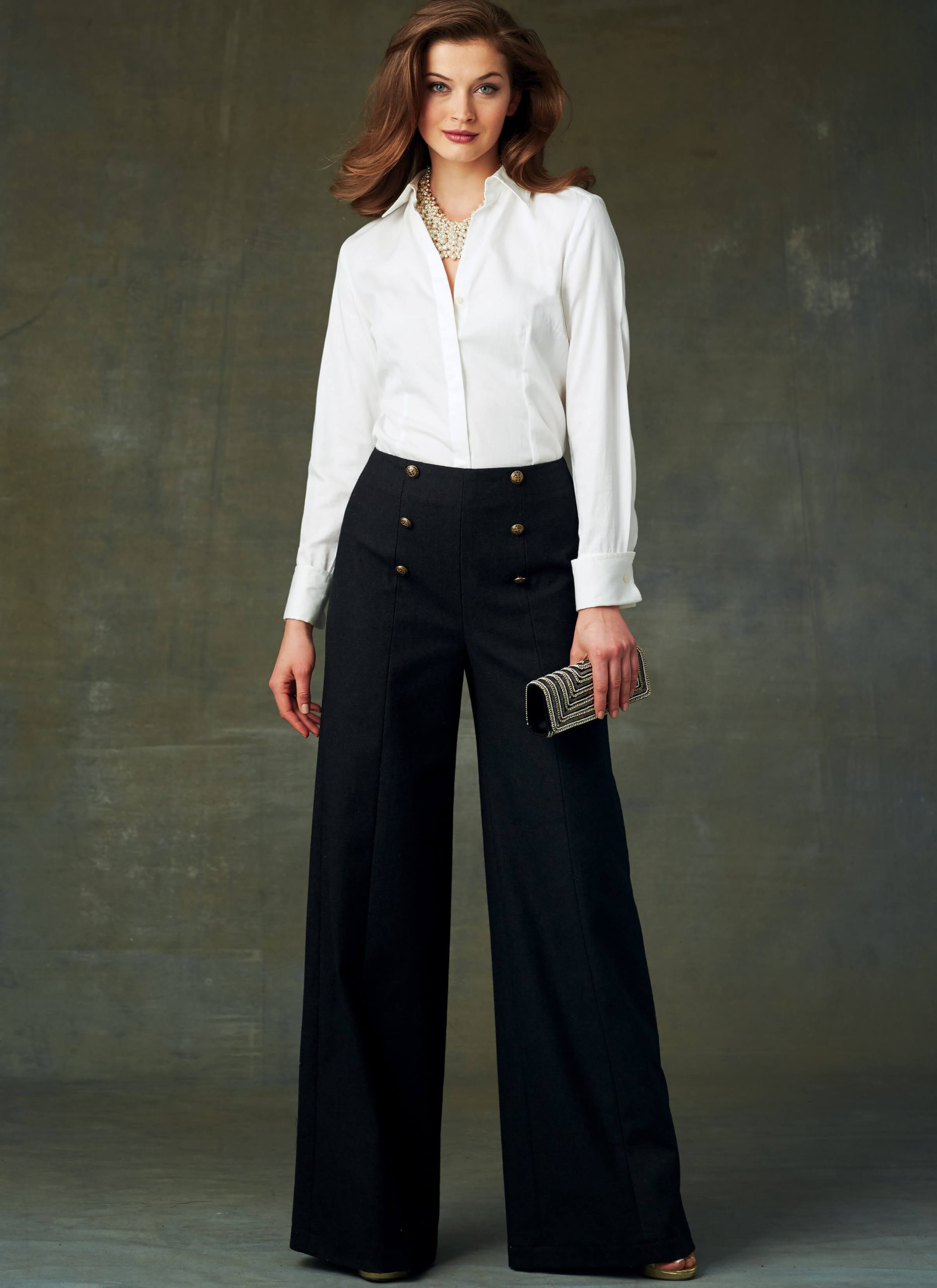 Vogue Patterns V9282 Misses’ High-Waisted Pants with Button Detail ...