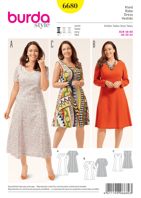 Burda B6680 Women’s Dress Sewing Pattern - Sewdirect
