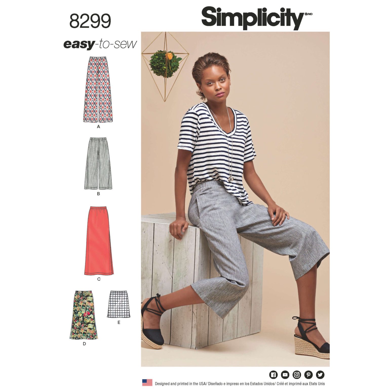 Simplicity Pattern 8299 Misses’ Skirts or trousers in various lengths ...