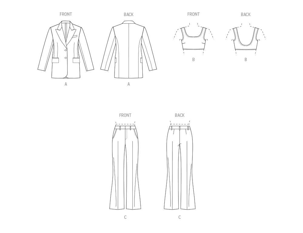 Vogue Patterns V1960 Misses’ Jacket, Knit Top and Trousers - Sewdirect